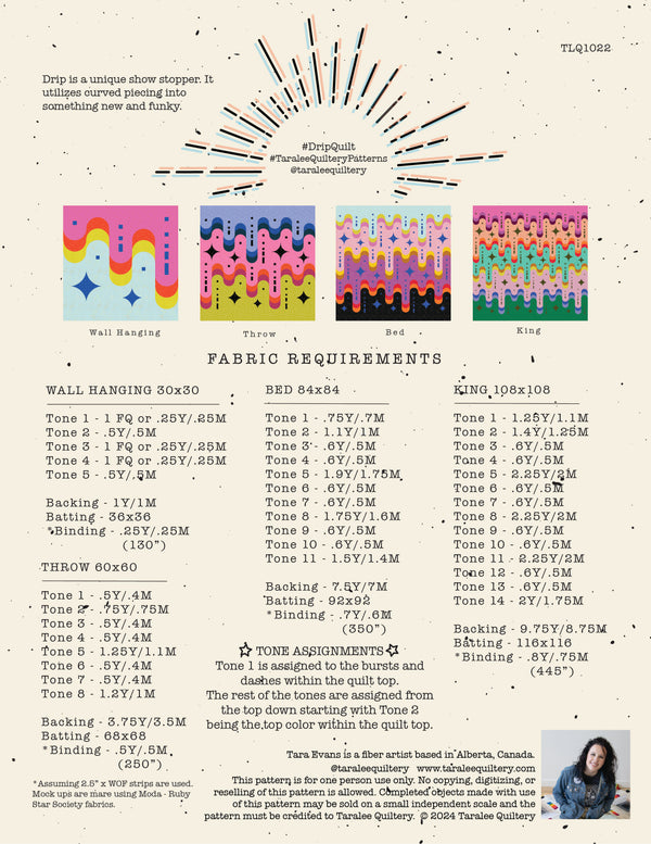 Drip PDF Pattern – Taralee Quiltery