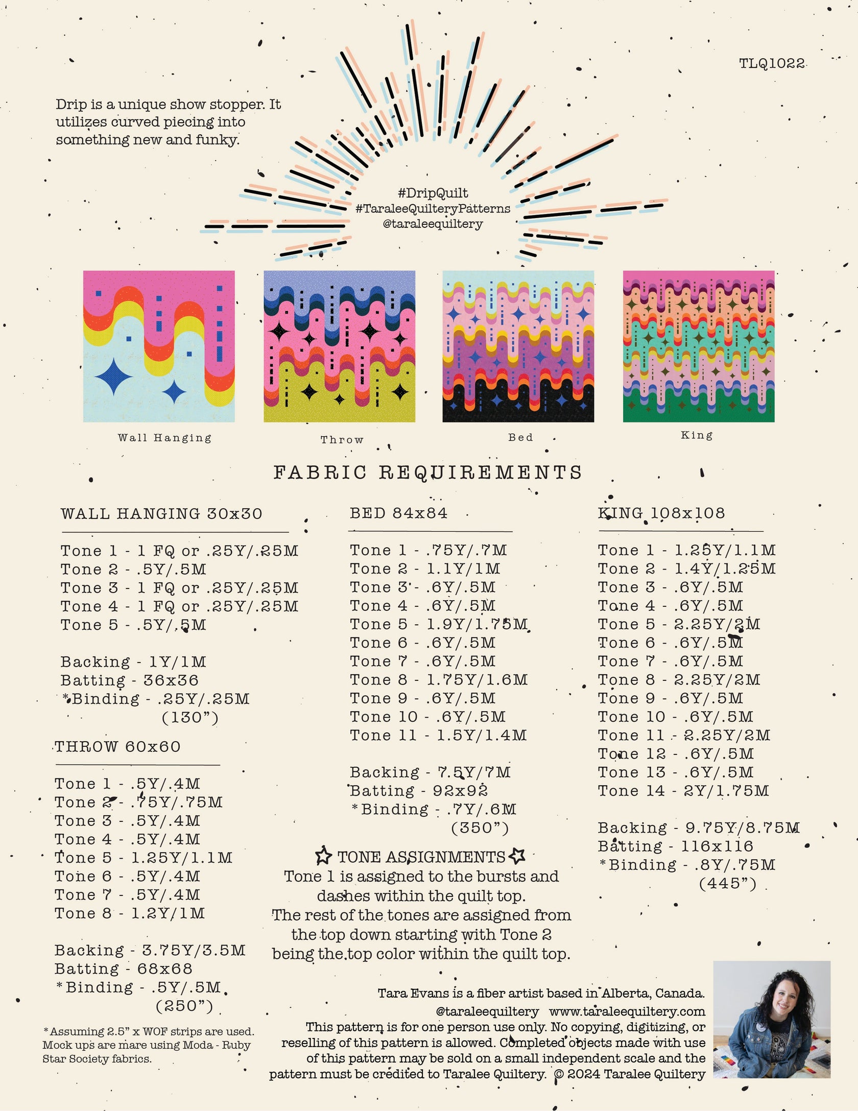 Drip PRINTED Pattern – Taralee Quiltery